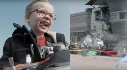 Funny: 4-yo Girl Gets to Crash Heavy Truck on Remote Control Obstacle ...
