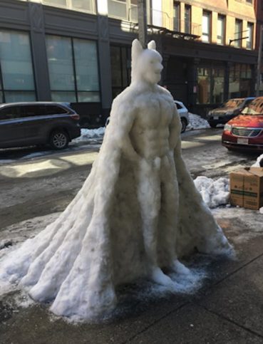 Super Dad Sculpts Batman on Snowy Boston Streets - Good News Network