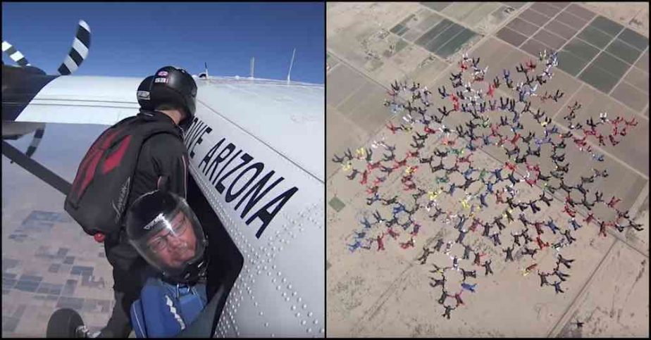 217 Skydivers Jump From Plane To Form Incredible Human Chain Midair And ...