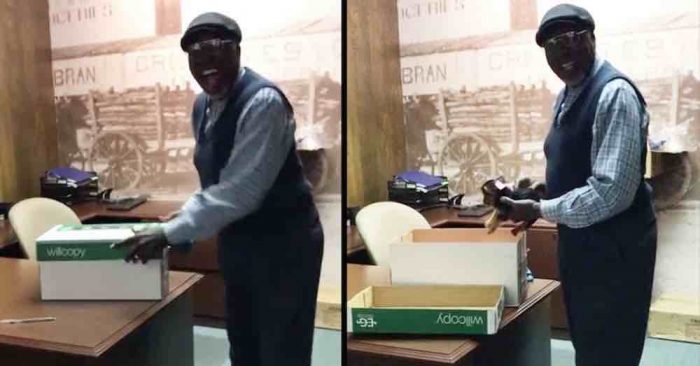 Janitor Works At Bank For 30 Years So Coworkers Surprise Him With Puppy ...
