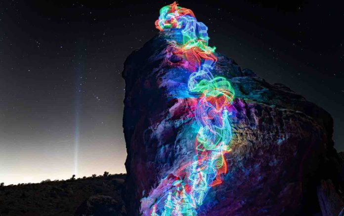 Time Lapse Photography Turns Rock Climbing Trails into Rainbow LED ...