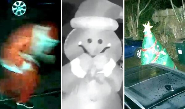 Mystery Santa Caught on CCTV Sneaking Around at Night, Leaving Gifts ...