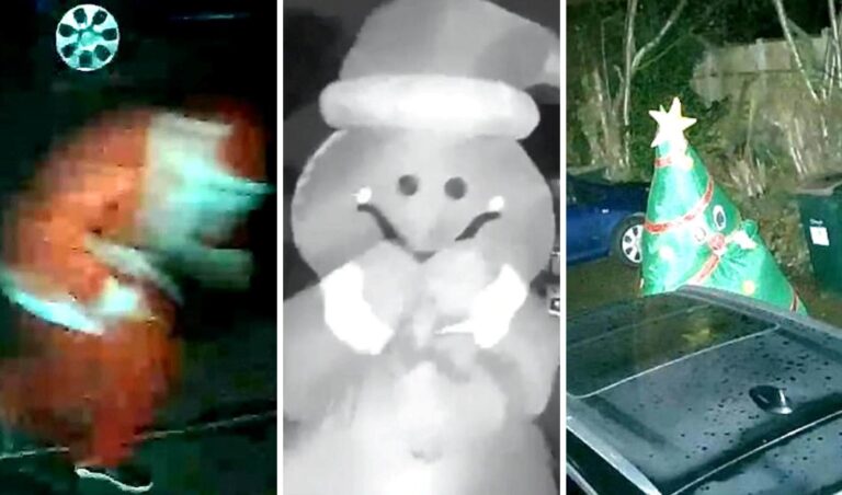 Mystery Santa Caught on CCTV Sneaking Around at Night, Leaving Gifts ...