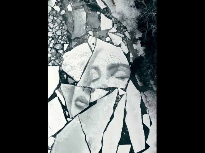 Artist Paints Charcoal Portraits on Giant Floating Blocks of Ice in ...