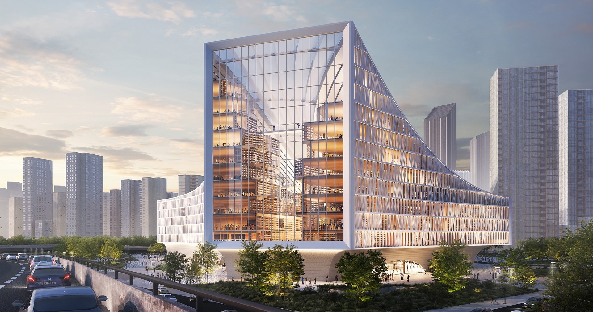 'Vast Canyon of Books' Splits Open in Stunning New Public Library in China