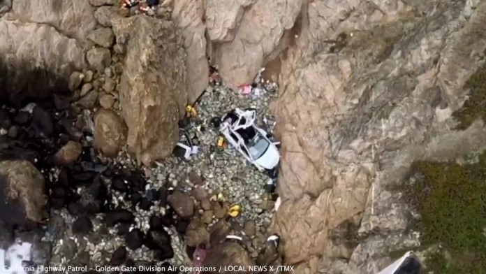 Family Rescued After Lucky Tesla Survives Plunge Over Cliff in California