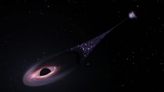 Hubble Sees a Possible Runaway Black Hole Creating a Trail of Stars