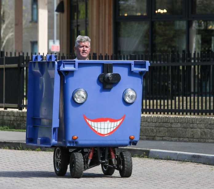 Man Builds Motorized Trash Bin Complete with Steering Wheel and Horn ...