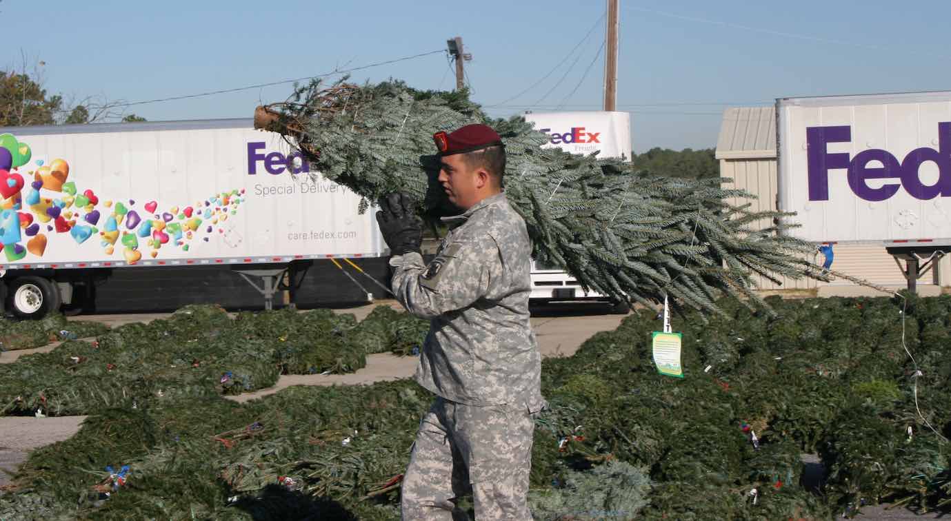 FedEx Delivers 300,000 Free Christmas Trees to Military Families With ...