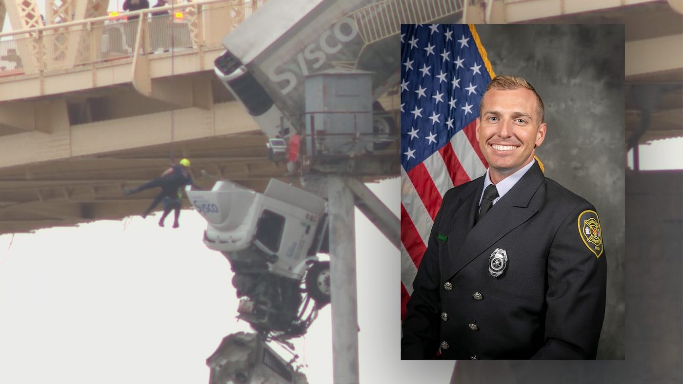 Hero Firefighters Rescue Driver Trapped in Semi-Truck Dangling Off ...