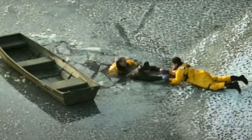 Firefighters Heroically Save Man Trying to Rescue His Dog from Icy ...