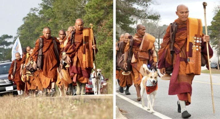 Buddhist Monks on Peace Walk Receive New Escort Vehicle Following Near ...